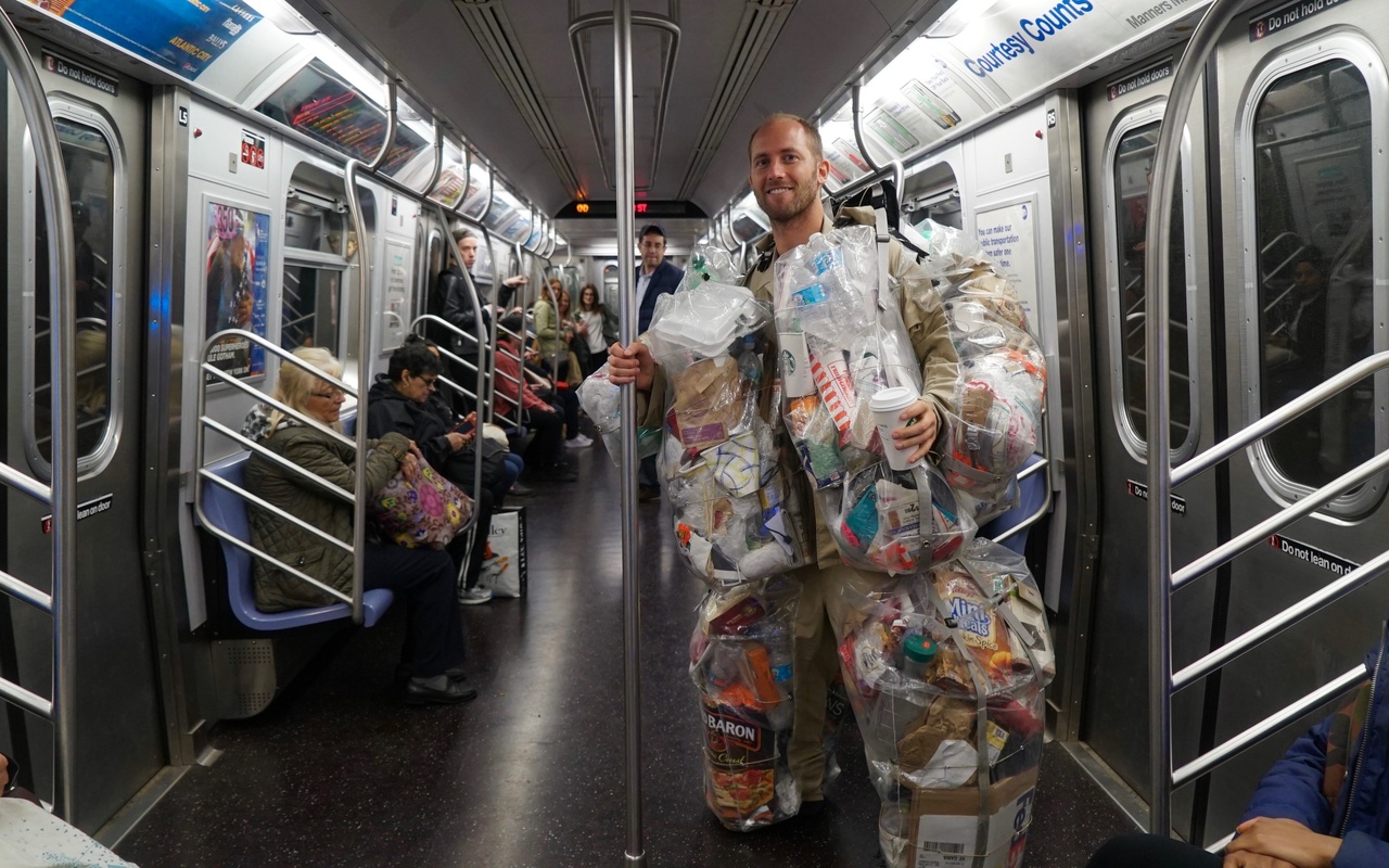 Rob Greenfield and the amazing technicolor trash coat | Waste Dive