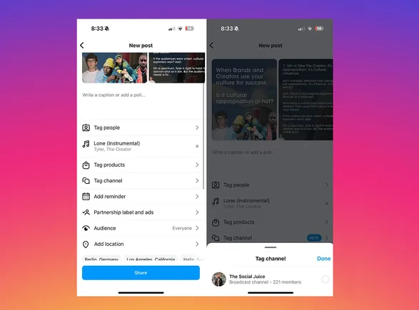 Instagram Adds Option to Tag a Channel When Uploading a Post | Social ...