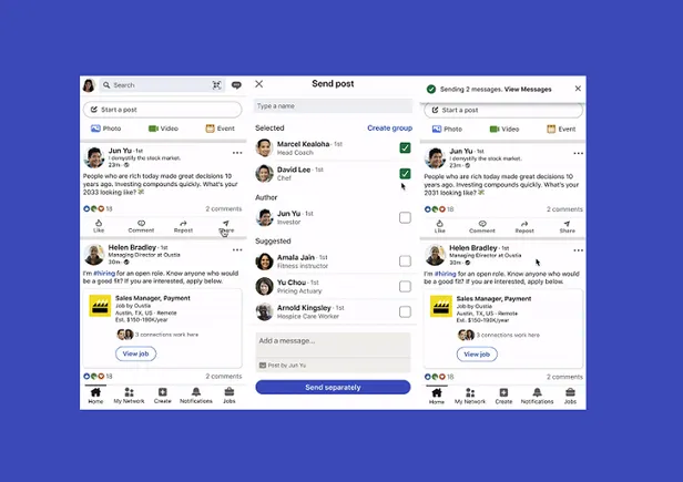 LinkedIn Adds New Option to Share a Post with Multiple Members at Once ...