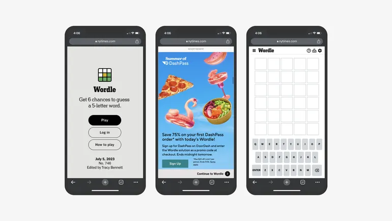 NYT’s Wordle debuts new mobile ad format with DoorDash | Marketing Dive
