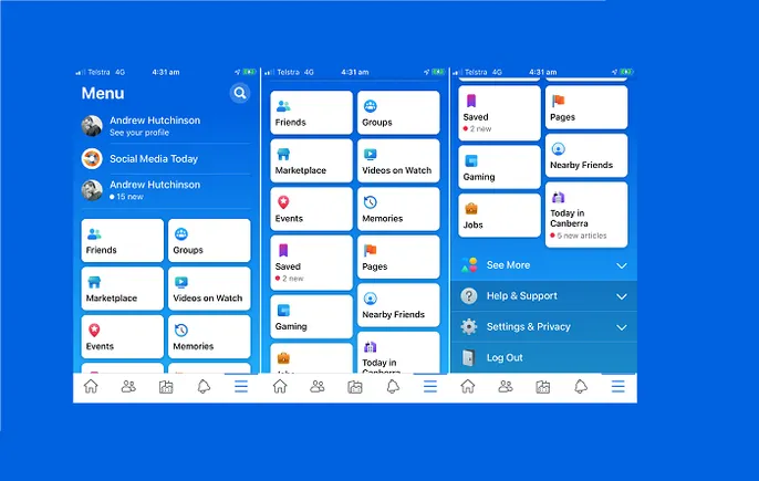 Facebook Gives Its Main Function Menu a Colorful Refresh | Social Media ...