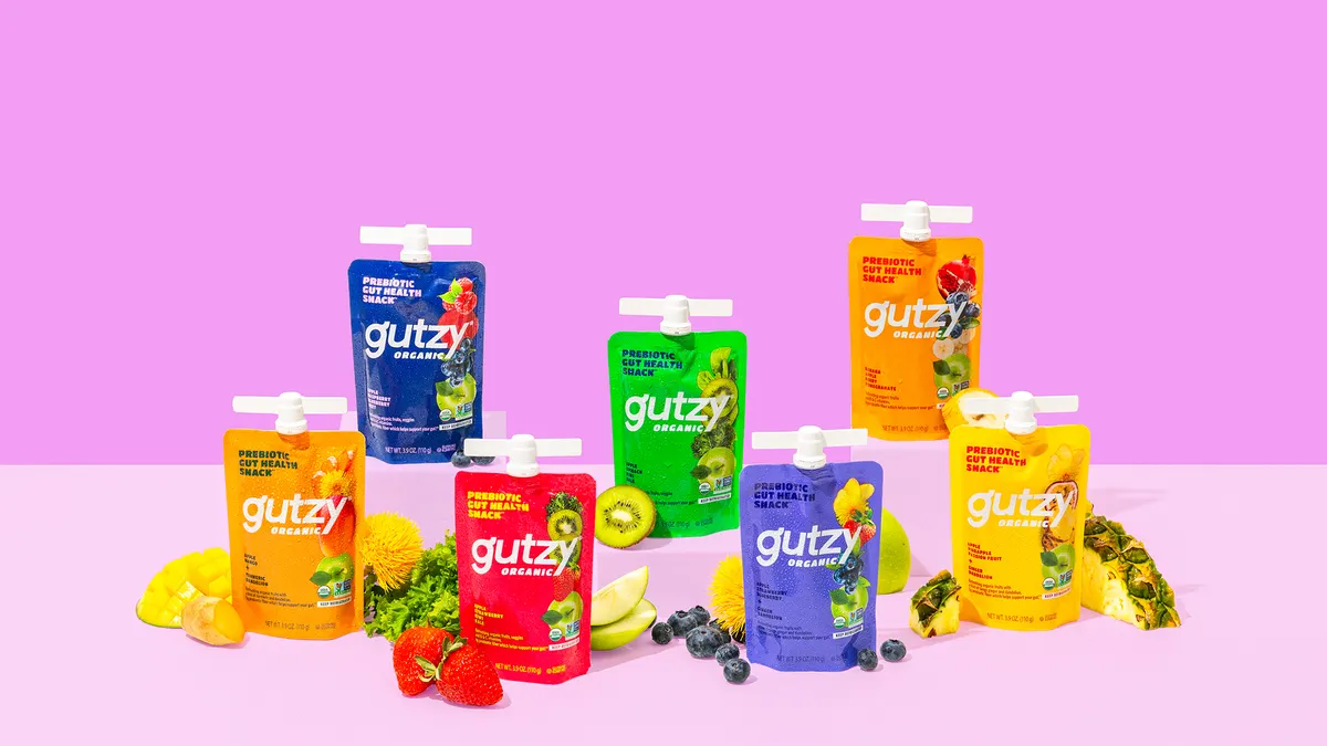 Gutzy taps into gut health craze with prebiotic pouches | Food Dive