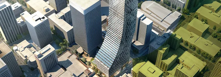 3D-printed panels define Seattle high-rise's sloped facade ...